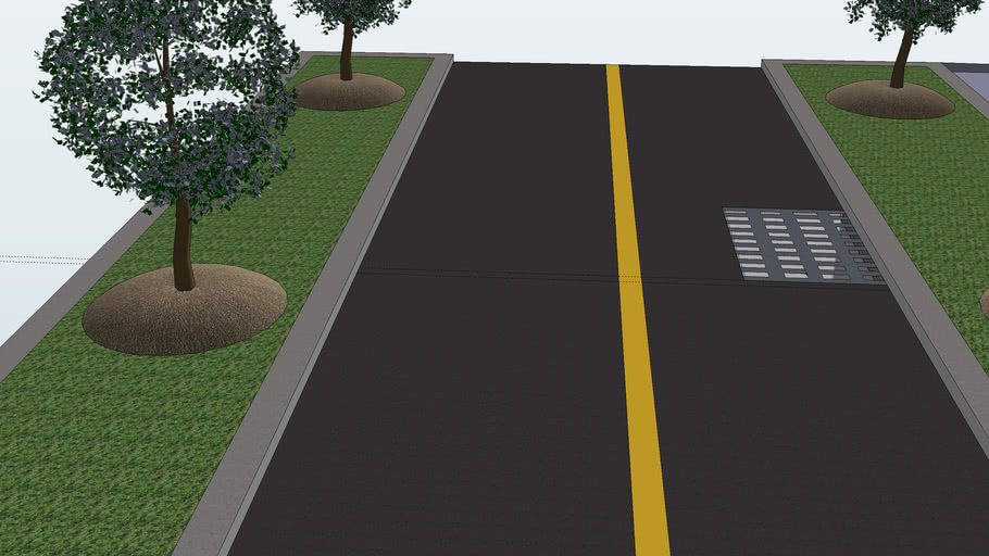Road with trees and storm drain | 3D Warehouse