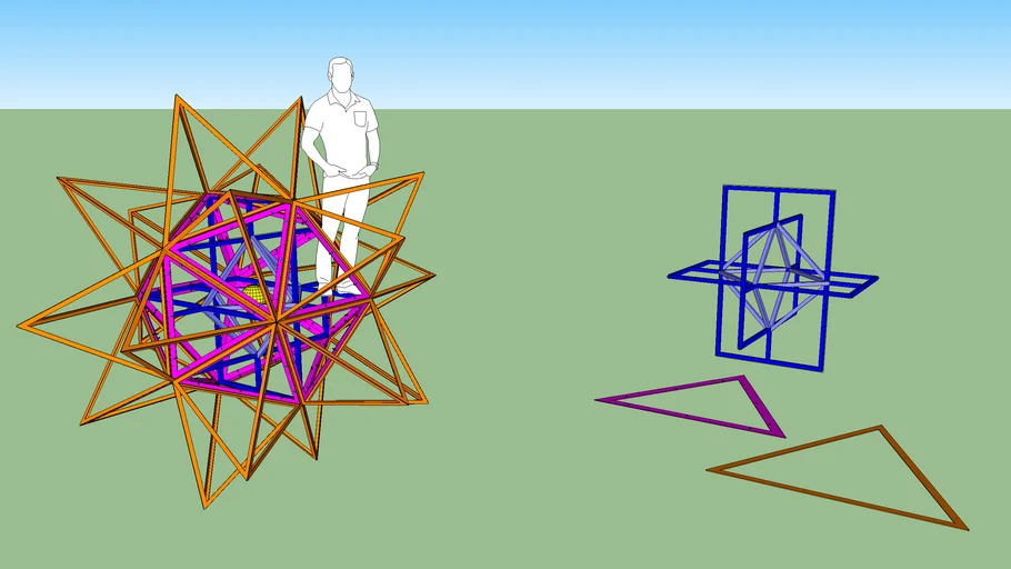 20角星結構設計 based on icosahedron and golden ratio, designed by Eugene Yang | 3D Warehouse