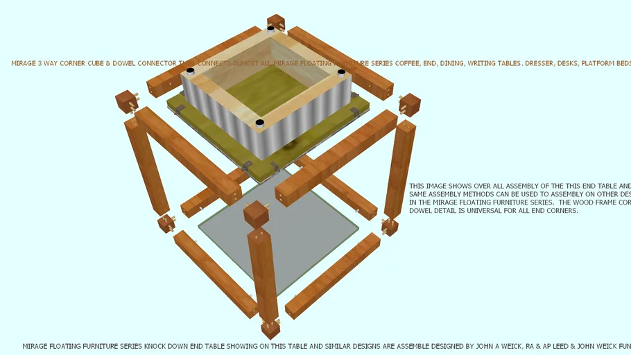 END TABLE MIRAGE FLOATING KD ASSEMBLY BY JOHN A WEICK RA | 3D Warehouse