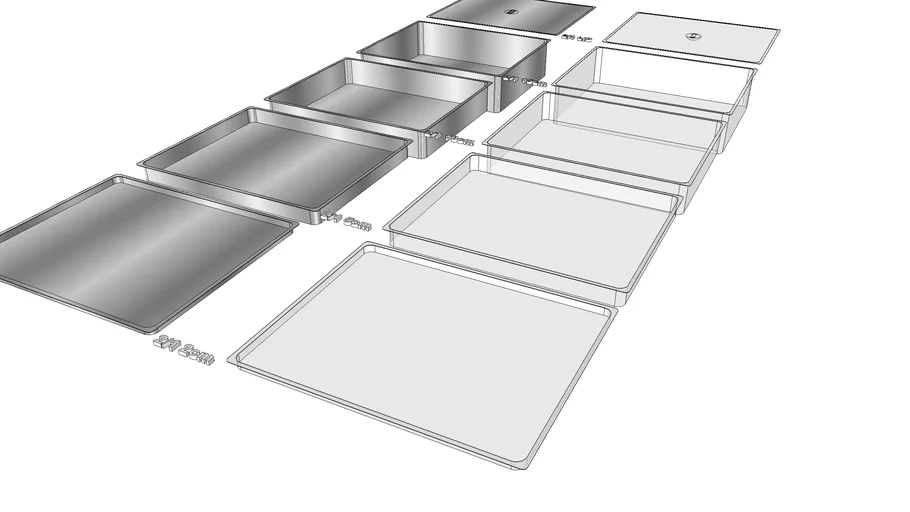 GN 2/1 Acrylic-SS all sizes w/lids | 3D Warehouse