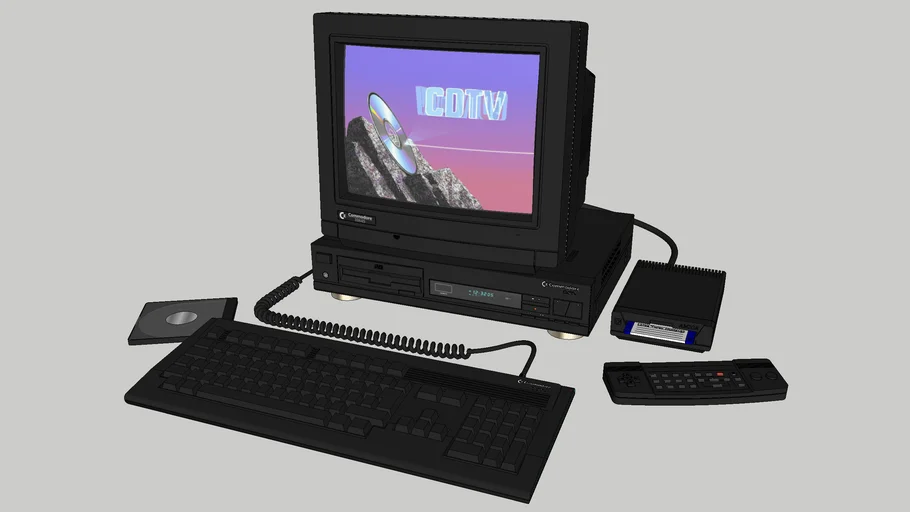 Commodore Amiga CDTV with Floppy Drive CD1411, Black Monitor, Keyboard ...