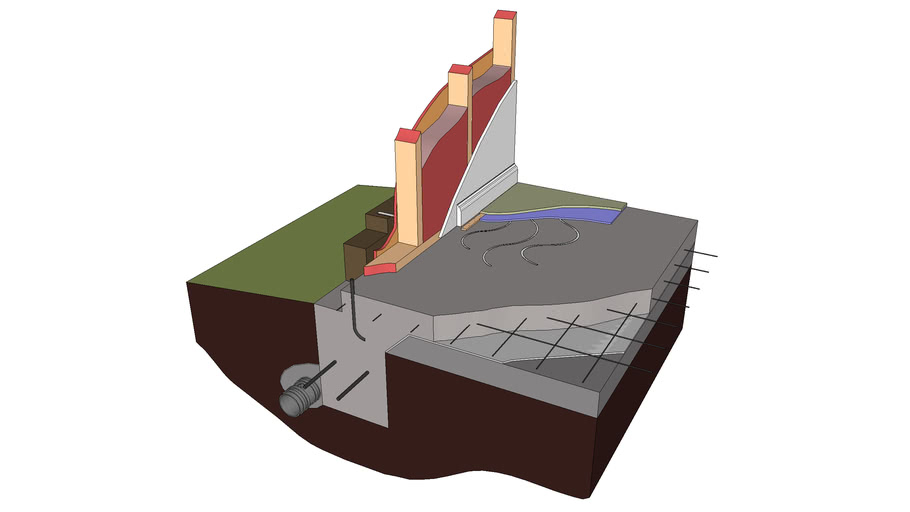 Monolithic Turned Down Slab Brick venner detail | 3D Warehouse
