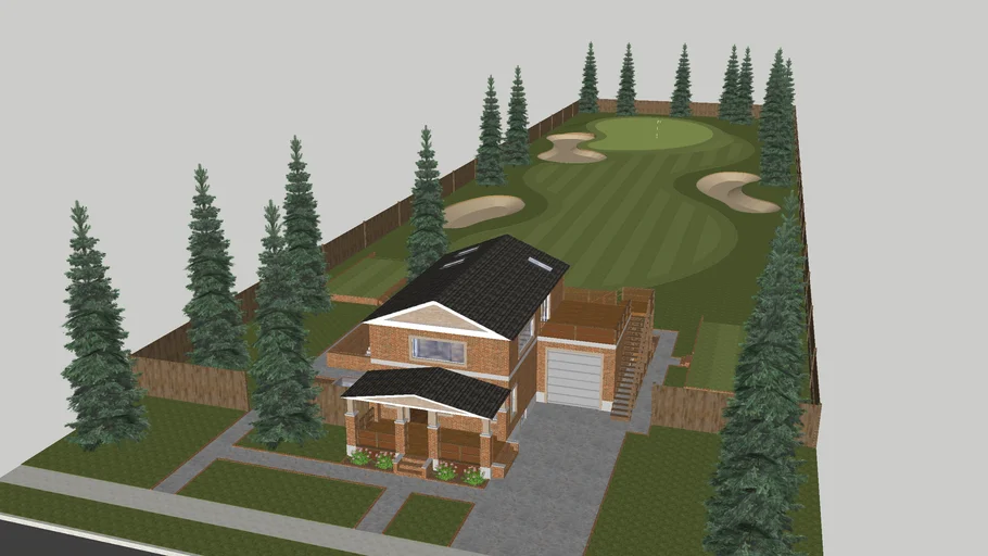 brick house with par 3 back yard | 3D Warehouse