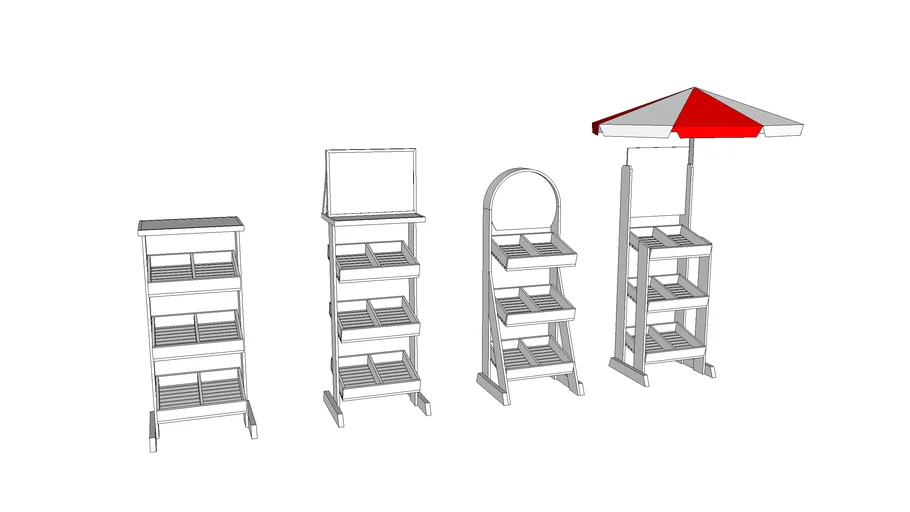 3 Tier Retail Merchandisers | 3D Warehouse
