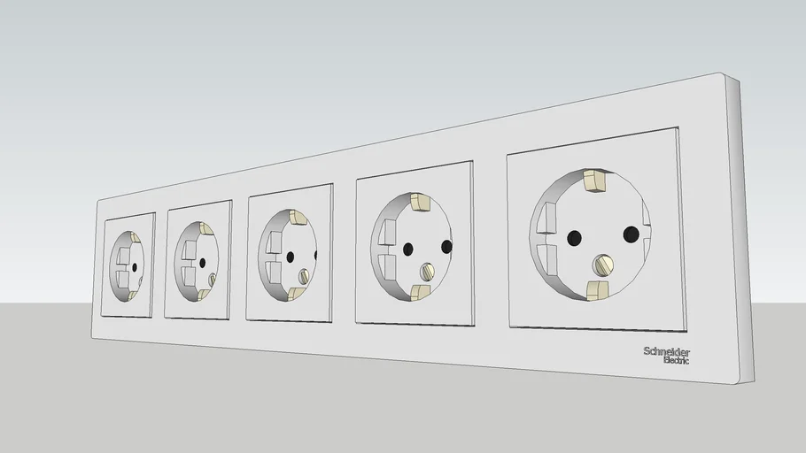 Schneider Electric - Atlas Design 5-unit electrical Wall-Socket | 3D ...