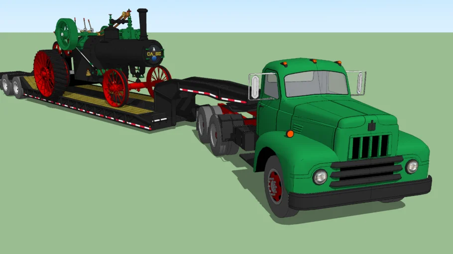 1953 International R190 and Case Steam Tractor | 3D Warehouse