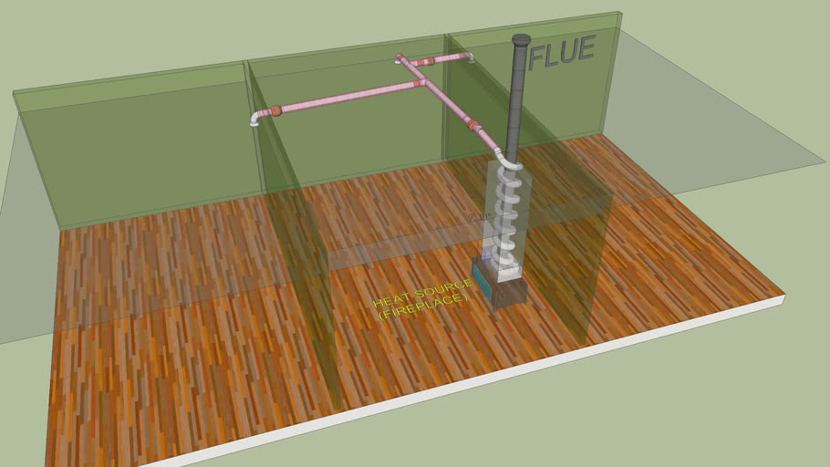 Ventilation recovery / reclaim heat from fireplace flue/chimney | 3D ...