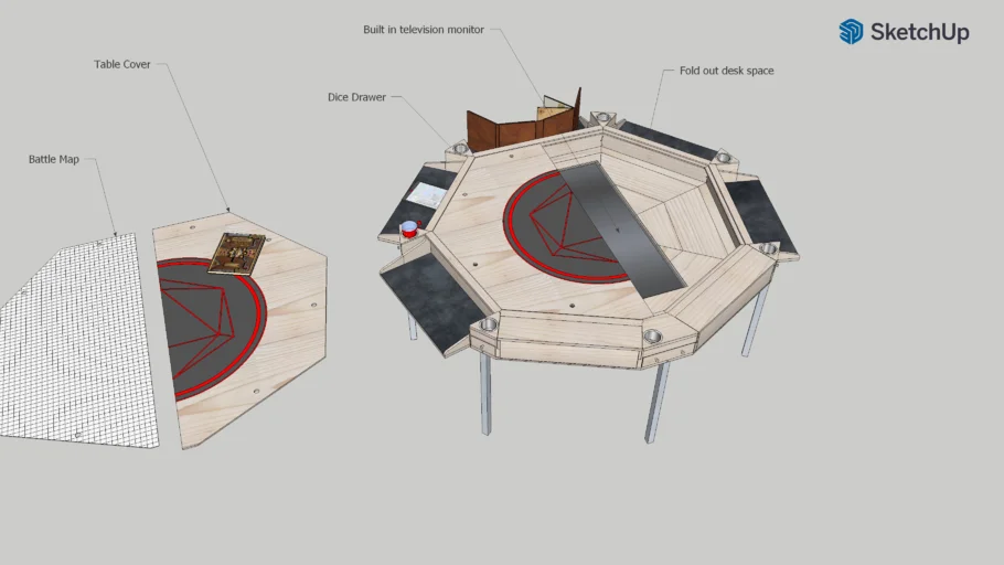 TTRPG/Dungeons & Dragons/DND Table with built in monitor. | 3D Warehouse