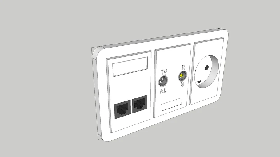 Danish wall socket with wireless socket and TV output | 3D Warehouse