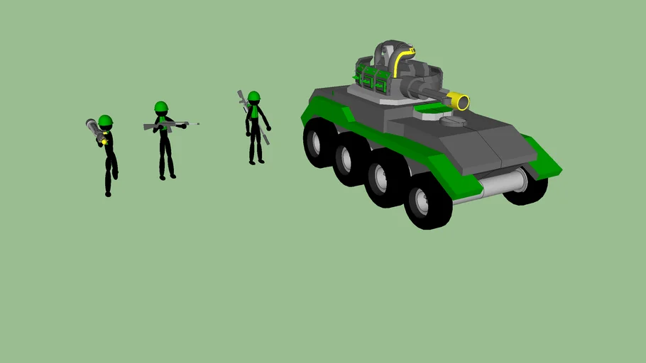 Stickman soldiers with tank | 3D Warehouse