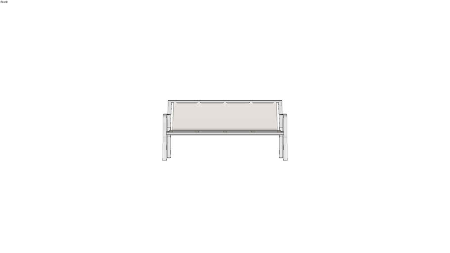 6 Foot Slated Metal Bench with Middle Arm Rest | 3D Warehouse