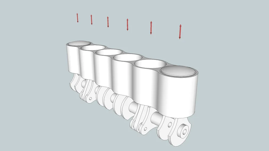 Straight 6 Piston Engine (Sketchy Physics) | 3D Warehouse