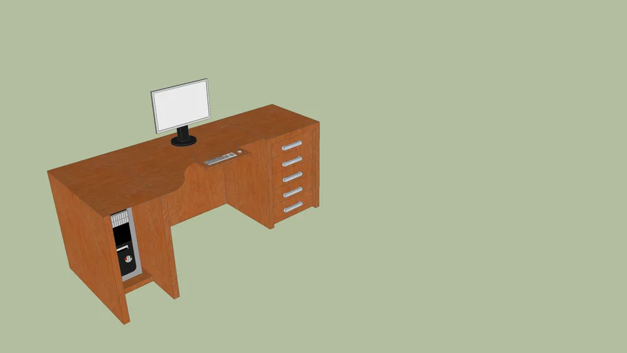 Computer with desk | 3D Warehouse