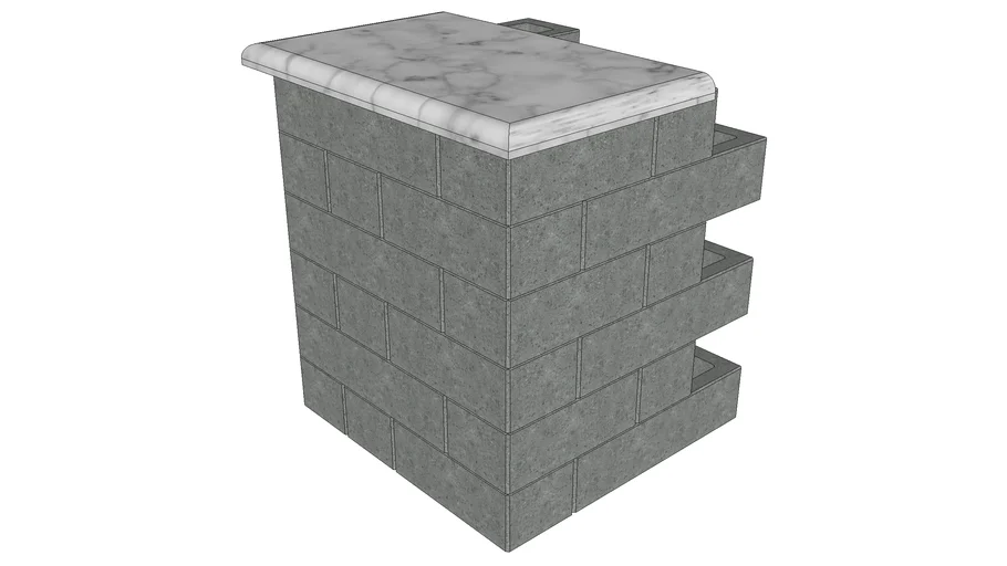 Allan Block Metro Patio Closed Counter(Left) -32'x24' -Gray | 3D Warehouse