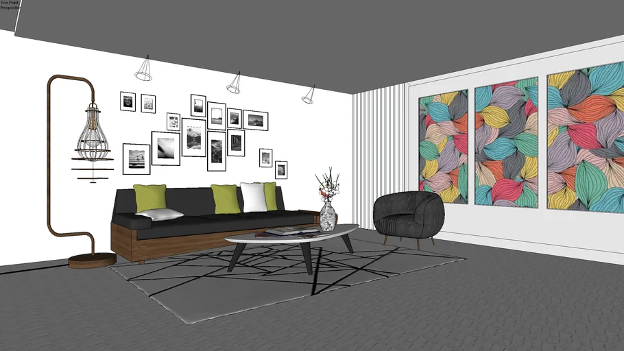 Simple Living Room 3d 3D Modern Home Decoration Simple Gray Single