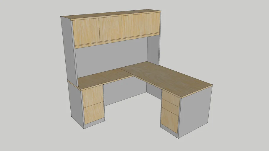 L - shape desk with hutch by Candex Custom Corp. | 3D Warehouse