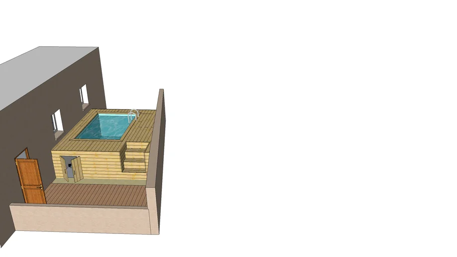 Piscine hors sol avec terrasse sur pilotis en pin | 3D Warehouse