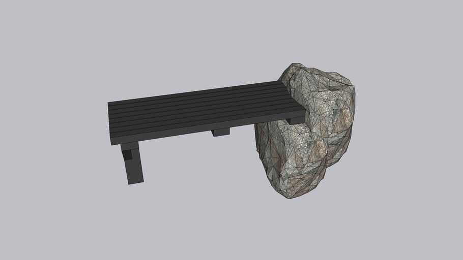 Bench on rock | 3D Warehouse