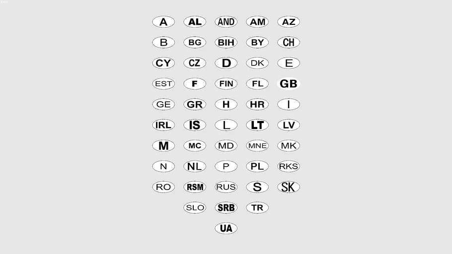European oval country code sticker | 3D Warehouse