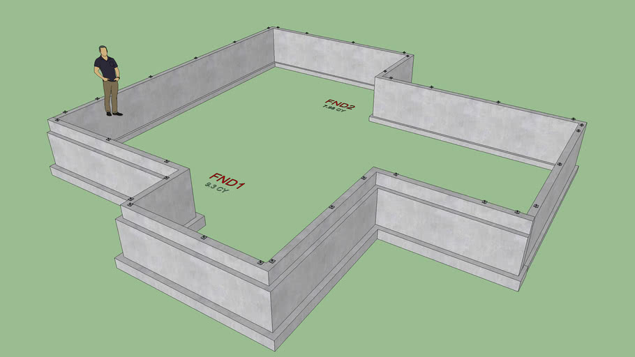 Stemwall Foundation with Brick Ledges | 3D Warehouse