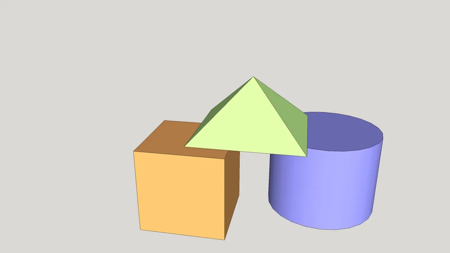 piramide a base quadrata sovrapposta a un esaedro e a un cilindro | 3D ...