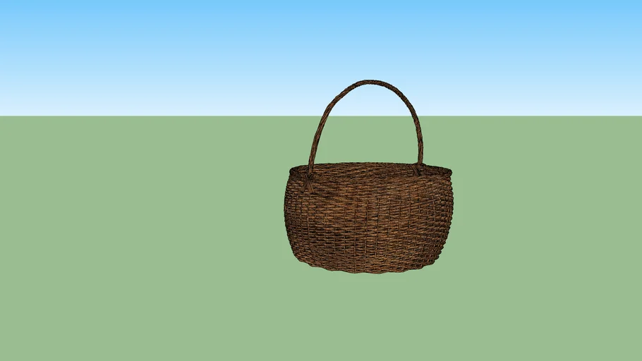 Weaved Straw Wooden Basket wicker wood | 3D Warehouse