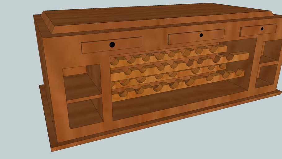 Wine rack with 3 draws and storage shelves | 3D Warehouse
