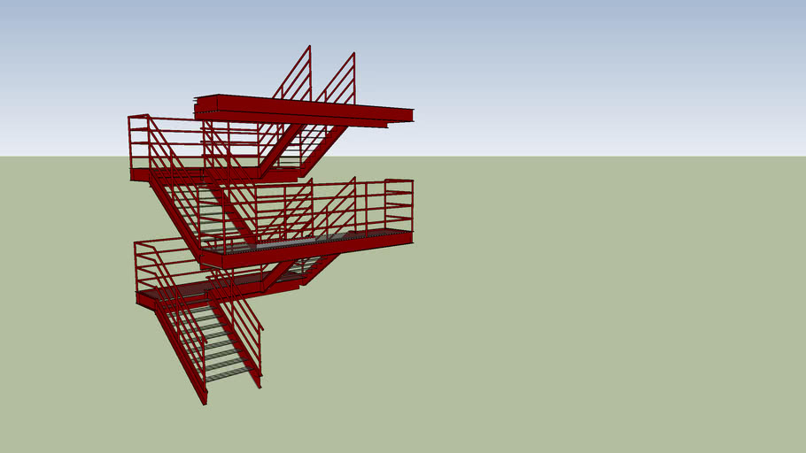 red metal stairs | 3D Warehouse