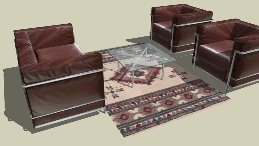 LC2 and Barcelona table group | 3D Warehouse