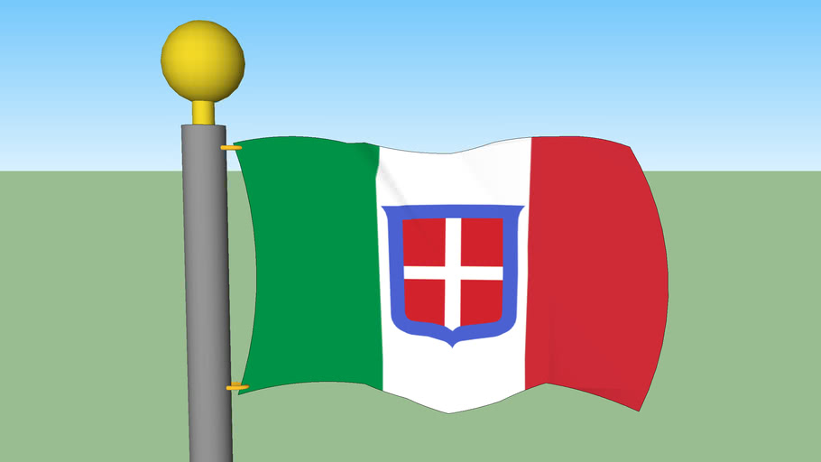 Kingdom of Italy (Fascist Italy) Flag with Flagpole | 3D Warehouse