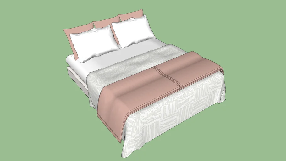 FR- Cama casal queen rosa | 3D Warehouse