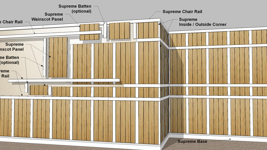 Supreme Wainscot Installation - Full Wall | 3D Warehouse