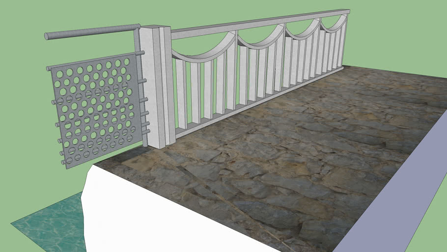 White painted cement railing | 3D Warehouse
