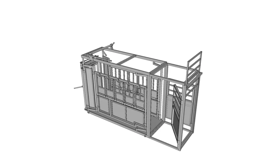 Cattle working chute with self catching headgate | 3D Warehouse