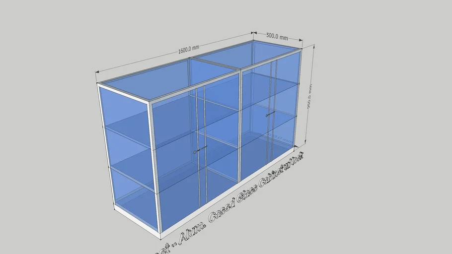 2 Sets Alum. Cased Glass Cabinet w/ Lock | 3D Warehouse