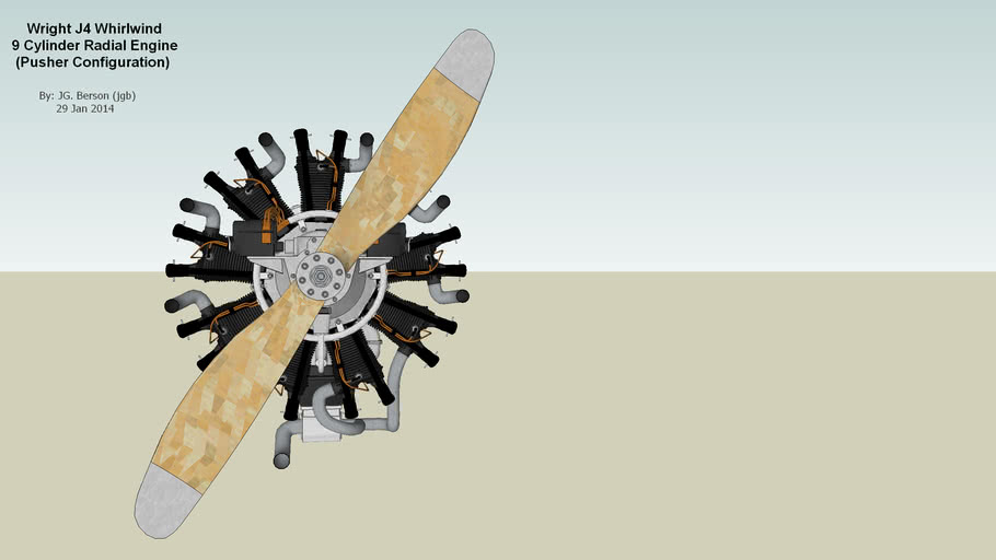 Wright J4 Whirlwind Radial Engine | 3D Warehouse