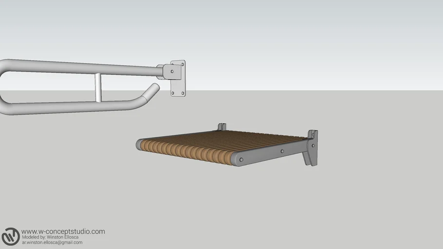 WSE-Wall Mounted foldable PWD Seat | 3D Warehouse