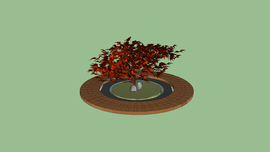 Circle bench red tree | 3D Warehouse