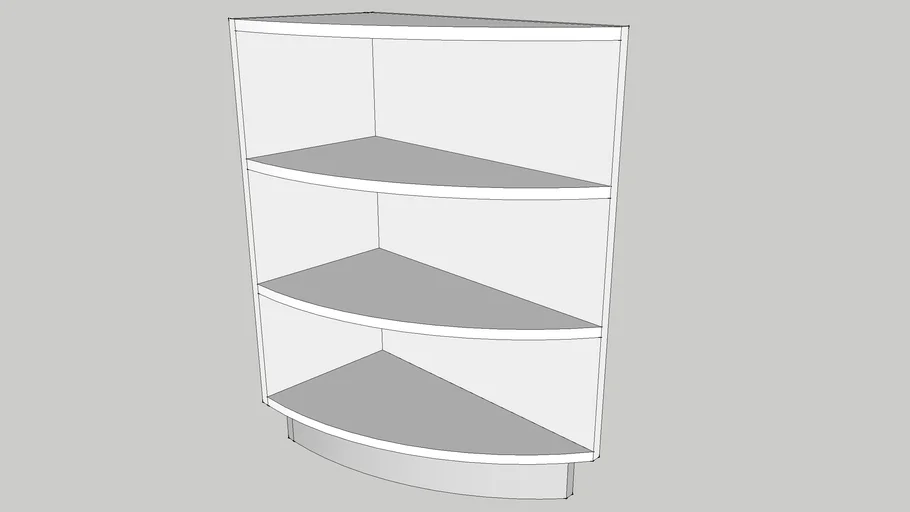 300 Base Curved Corner Open Shelf with 2 Shelves - Right 300x560x700 ...