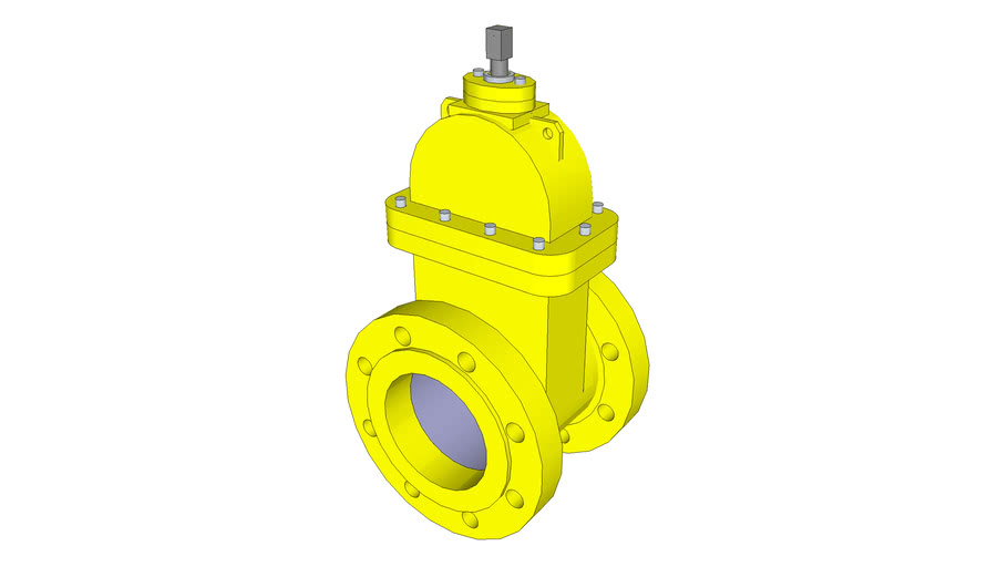 100mm NP 16 Gate Valve Flanged Raised Face - Yellow | 3D Warehouse