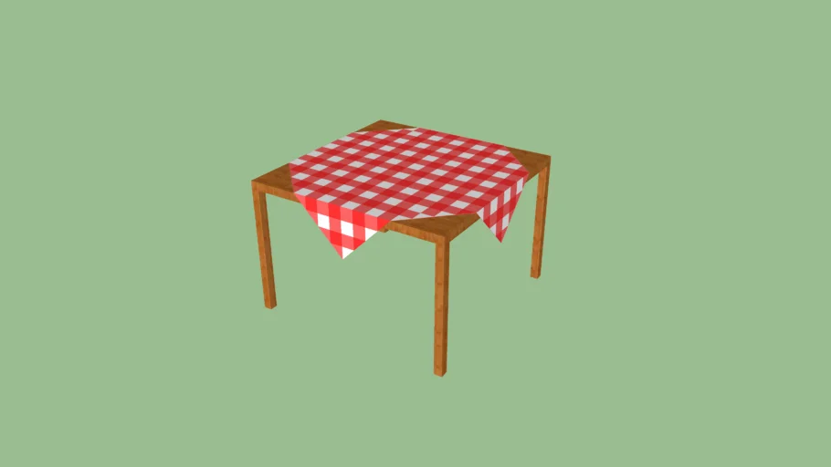 A table with red and white tablecloth | 3D Warehouse