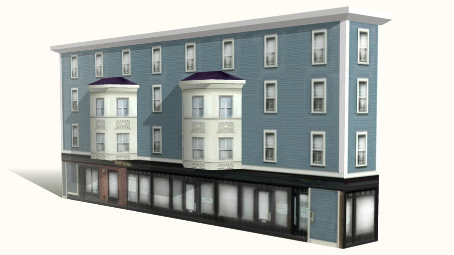 Blue Building with Bow Windows | 3D Warehouse