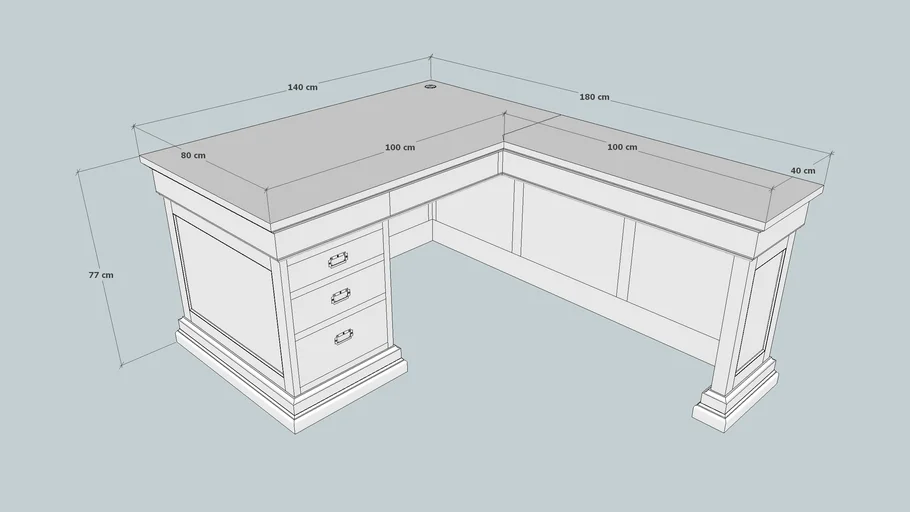 L shaped desk | 3D Warehouse