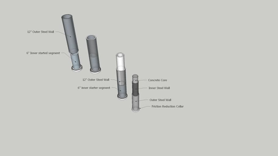 Multi Wall Steel piling exploded view | 3D Warehouse