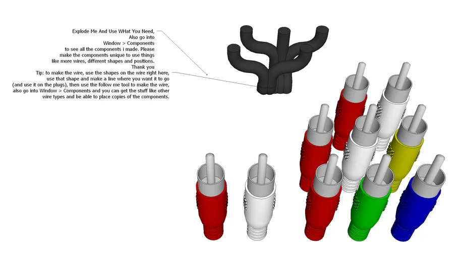 Home Theater or Stereo A/V RCA Plug Template (Plus Wire Template) | 3D ...