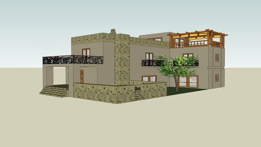 House with garden (greek island Spetses style). | 3D Warehouse