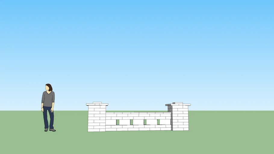 Pavestone Rumble Wall columns with wall | 3D Warehouse