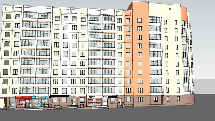 Concrete panel building | 3D Warehouse