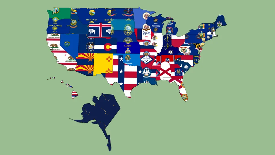 USA Map States w/ Flags | 3D Warehouse