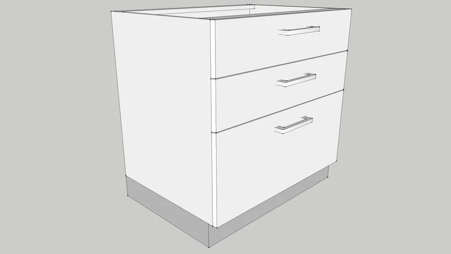 800 Base Module with Three Drawers 800X560X700 CID_CP10000003 | 3D ...